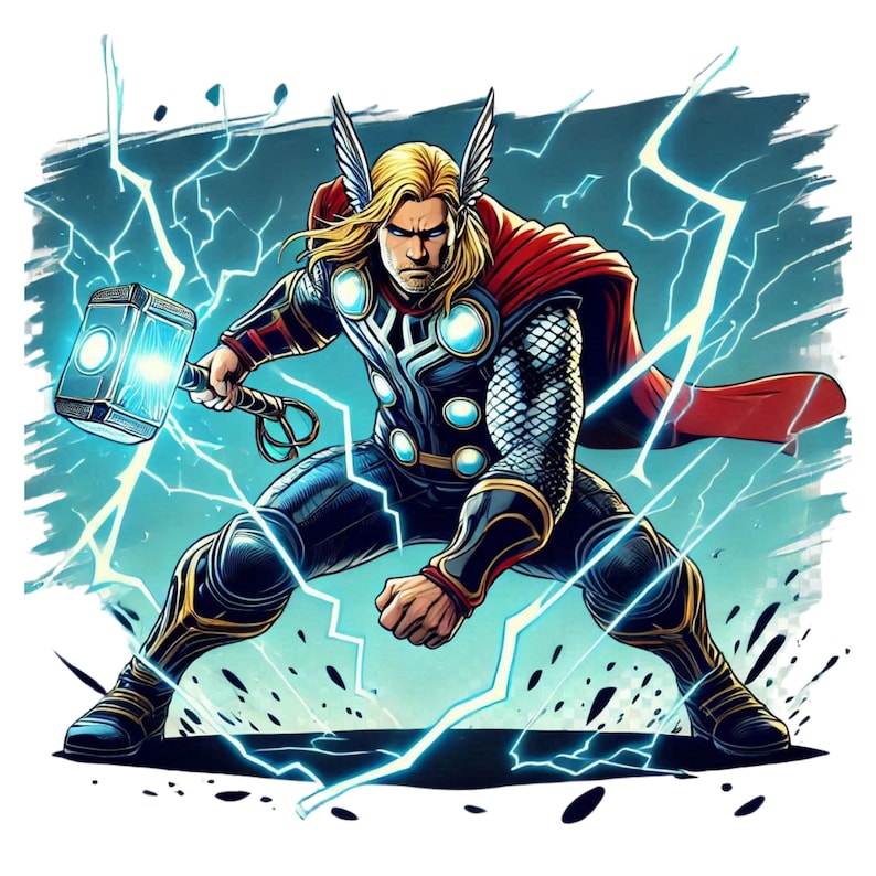 Thor Lightning Hammer PNG, Thunder God Action Illustration, Norse ...