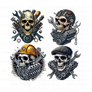Skull Png, Skull Mechanic, Skull Engine Pistons, Biker Engine, DIGITAL ...