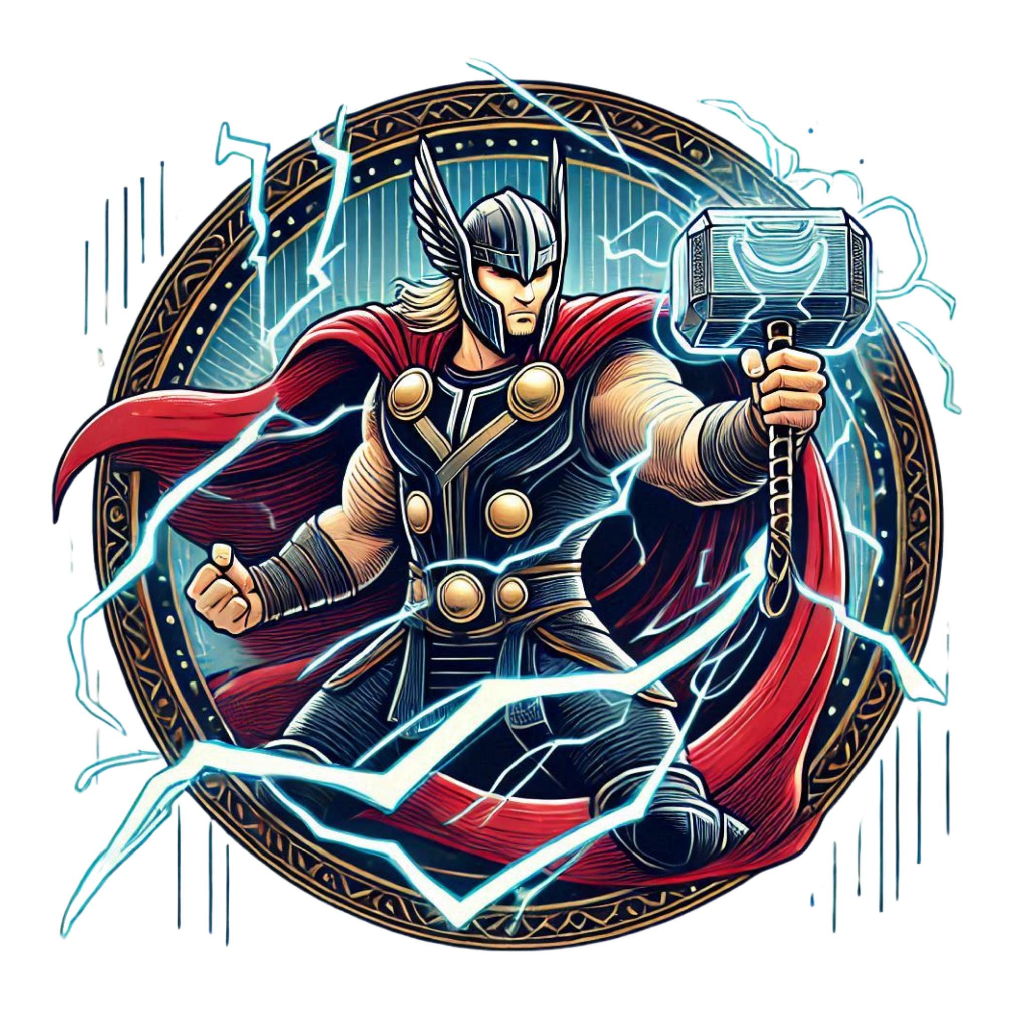 Thor Lightning Hero PNG, Dynamic Thunder God Art, Neon Storm Superhero ...