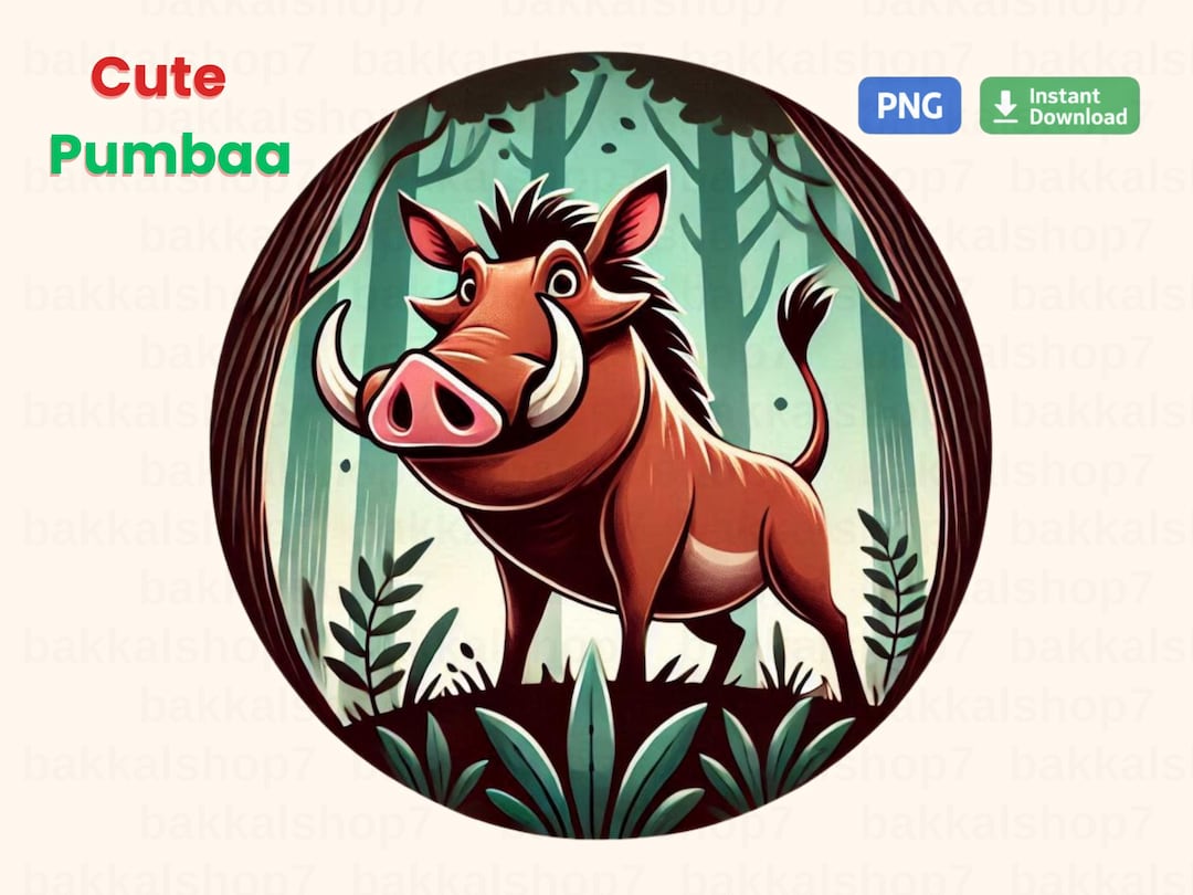 Cute Pumba PNG, Cartoon Warthog Illustration, Jungle Animal Art for ...