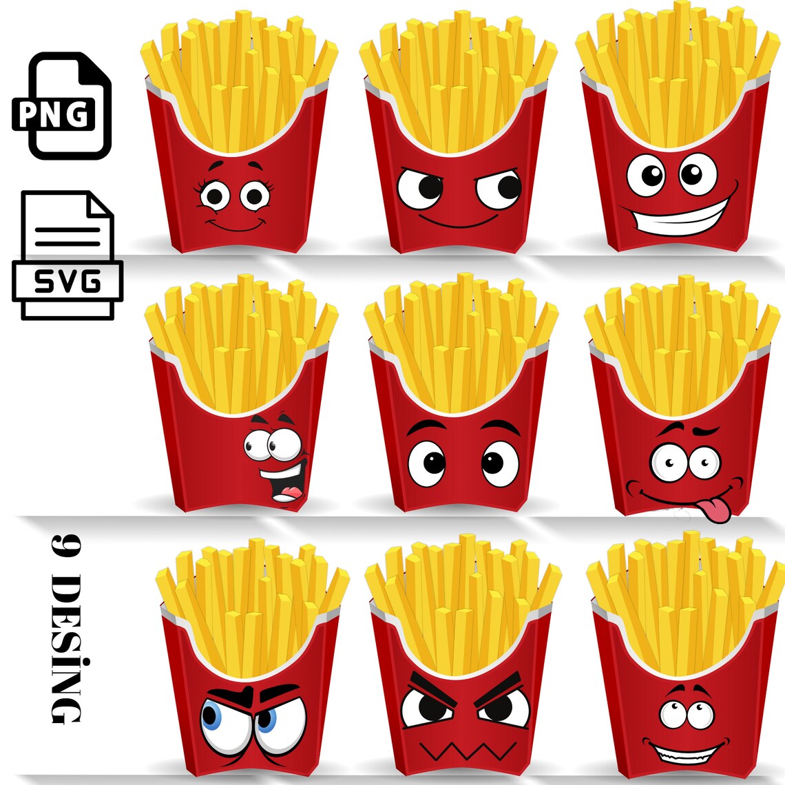 Cute Chips, Box of Chips, Fun Chips Clip Art, Instant Download, 9 Pack ...