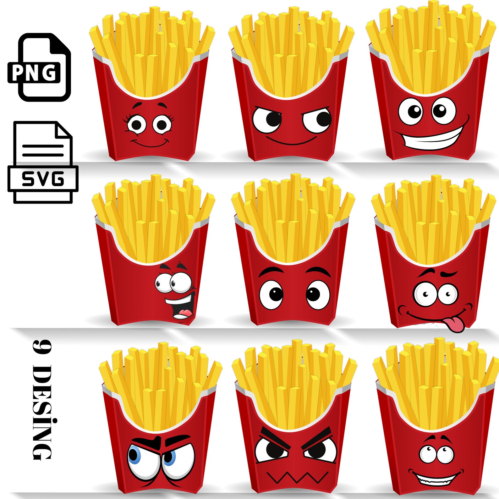 Cute Chips, Box of Chips, Fun Chips Clip Art, Instant Download, 9 Pack ...