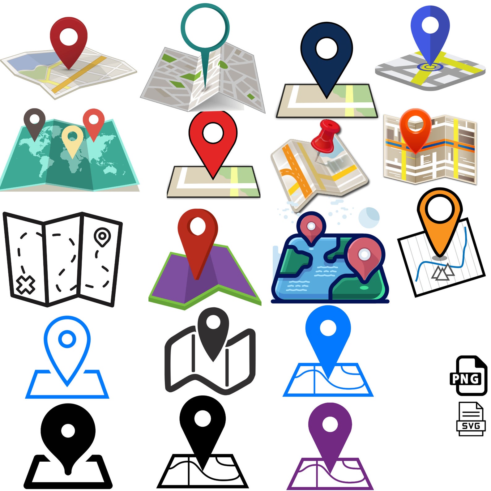 Map Location Icon , Location Maker ,png-svg - Etsy