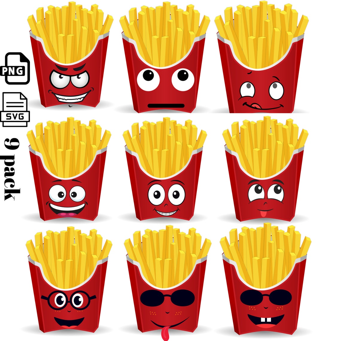 Cute Chips, Box of Chips, Fun Chips Clip Art, Instant Download, 9 Pack ...