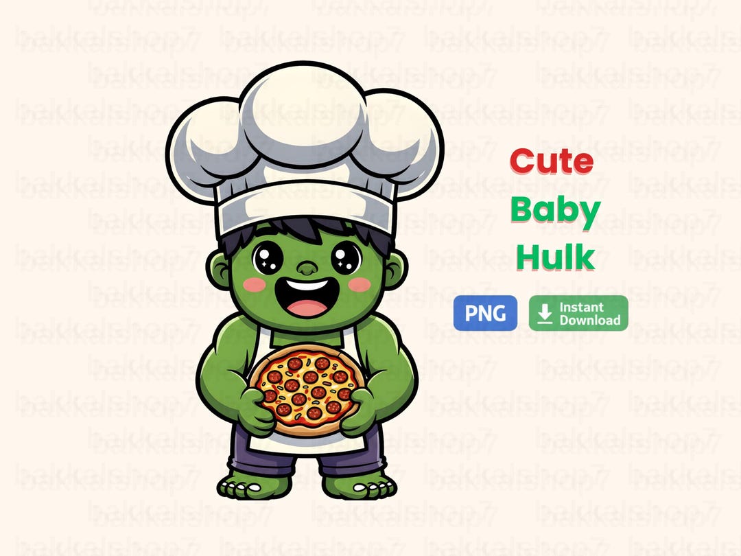Cute Hulk Chef Kid PNG | Hero Cartoon Pizza Chef Clipart for Kids ...