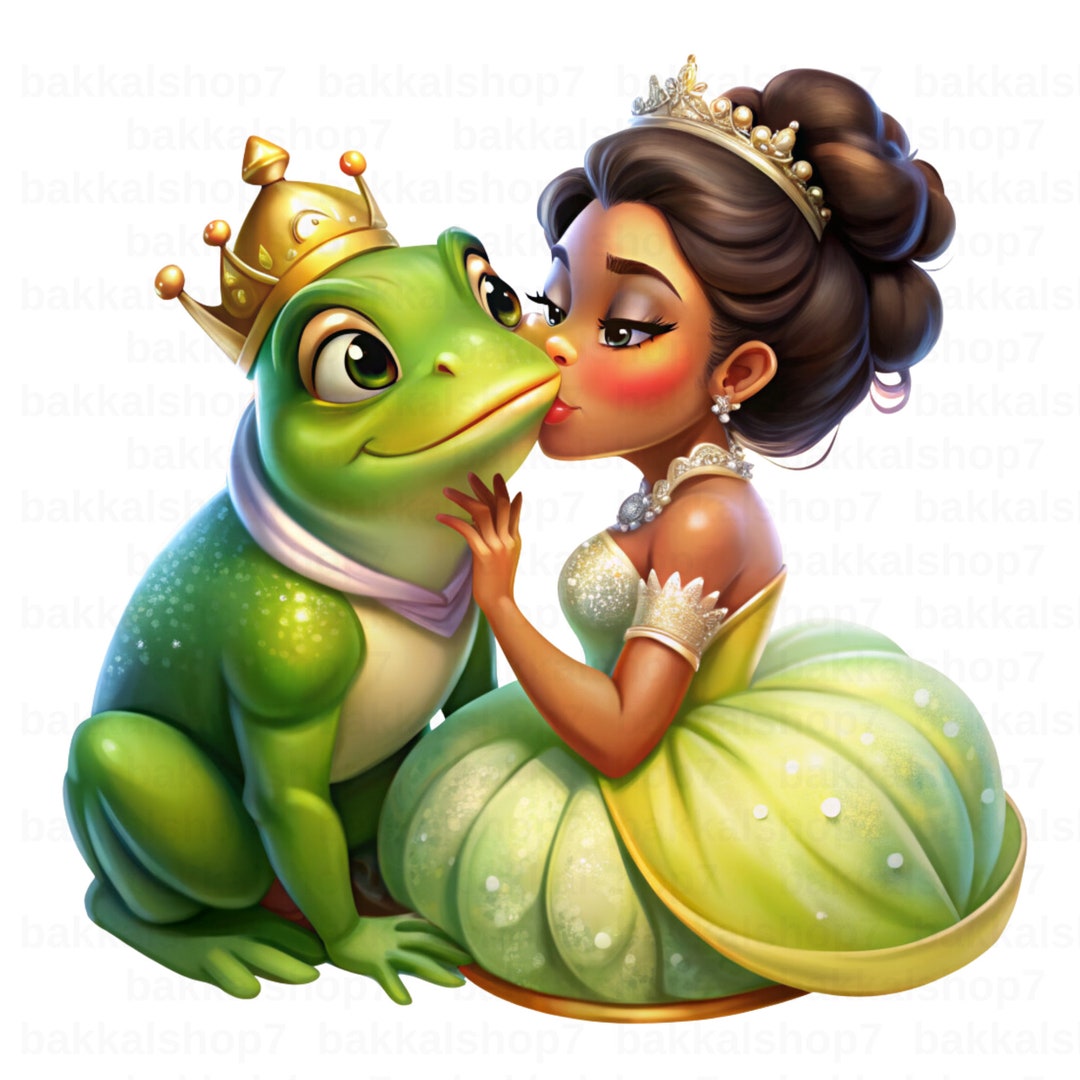 Princess Tiana and Frog Clipart: Transparent PNG Design (digital ...