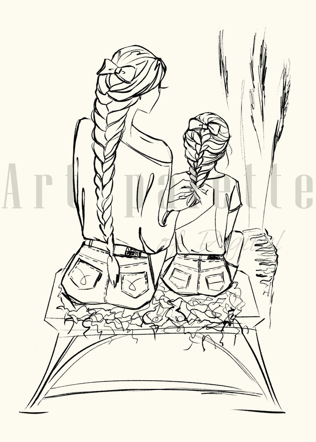 Mother Daughter Line Art, Family PNG (digital Download) - Etsy