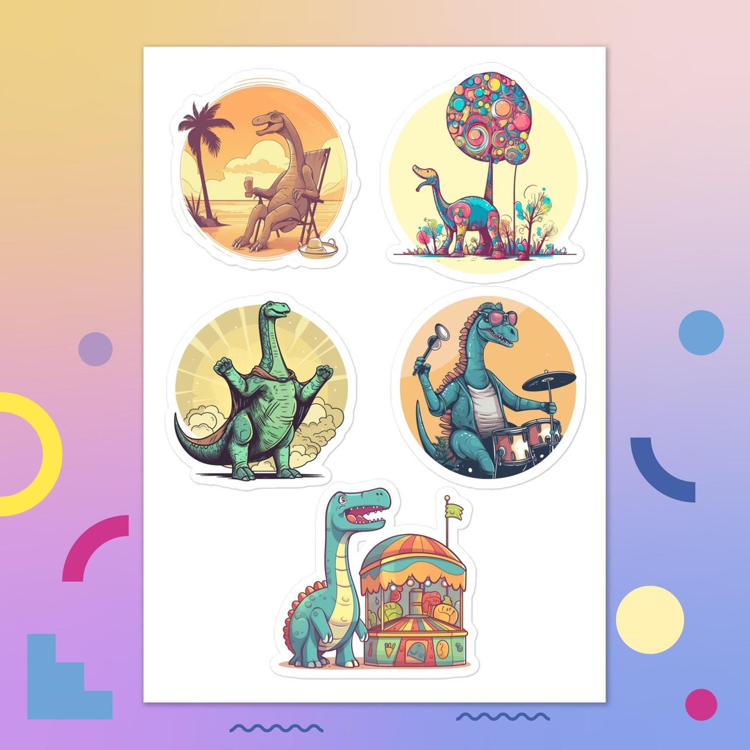 Dino-stickers: Kawaii Brachiosaurus Sticker Pack, Cool Dinosaurs - Etsy