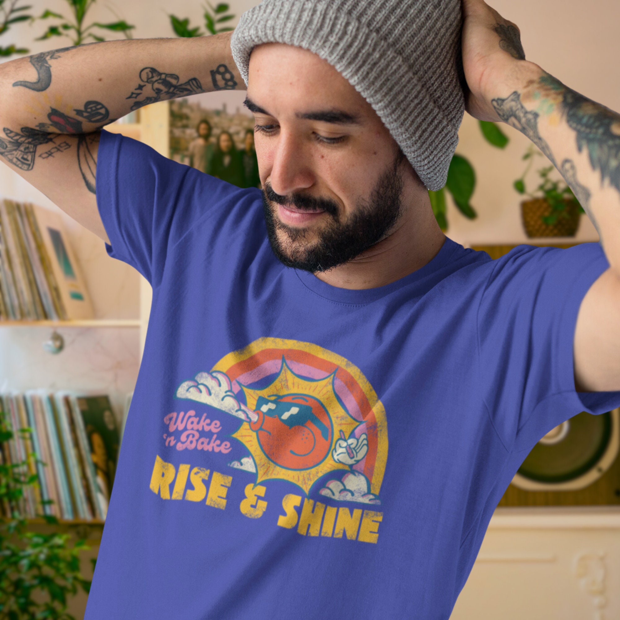 Wake and Bake Stoner Tshirt Cute Weed Clothing Stoner Girl Sun Rainbow ...