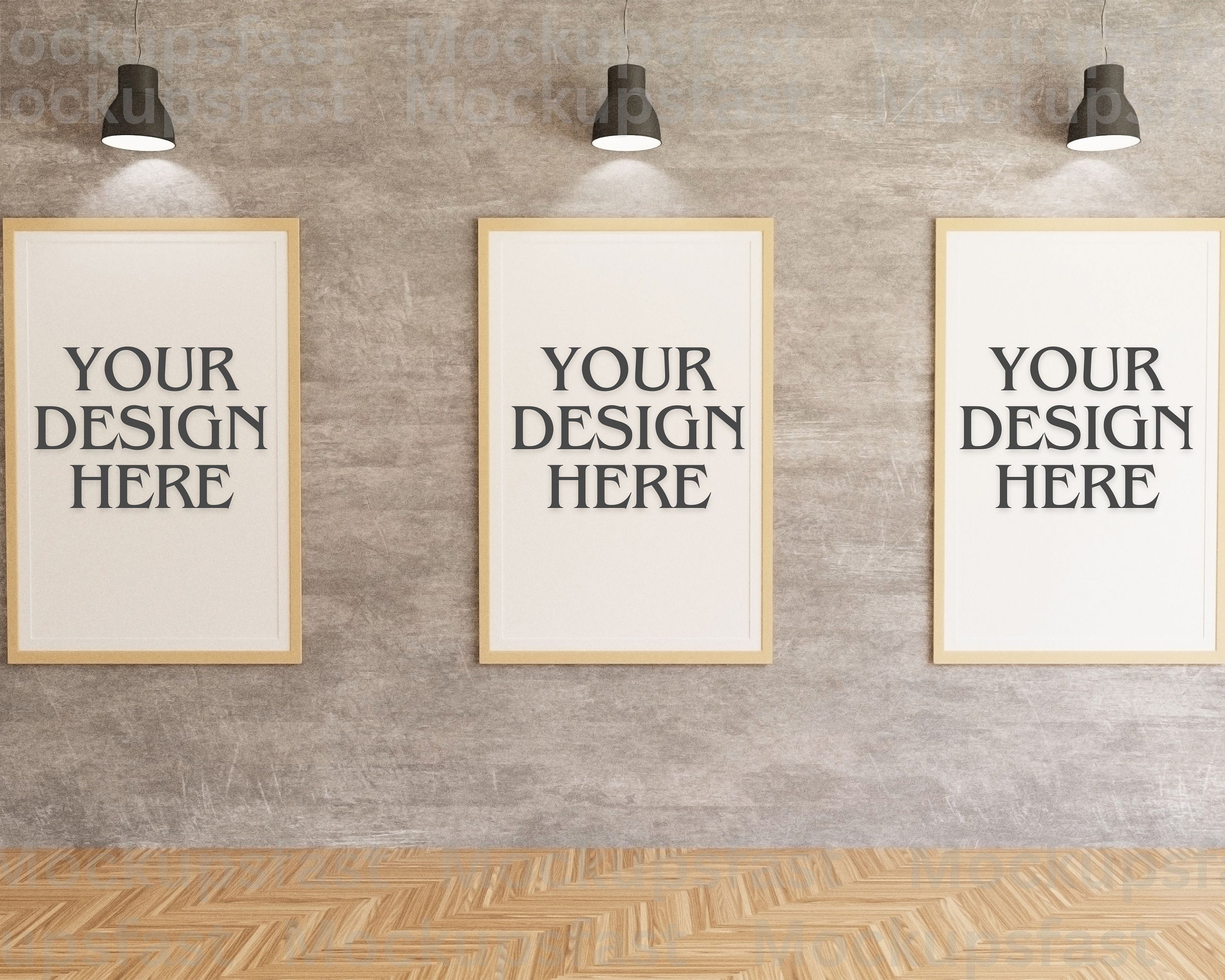 Modern Wood Frame Mockup, Three Frame Mockup, Digital Frame Mockup ...