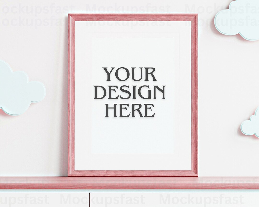 Red Frame Mock Up, Vertical Frame Mockup, Single Frame Mockup, Simple ...