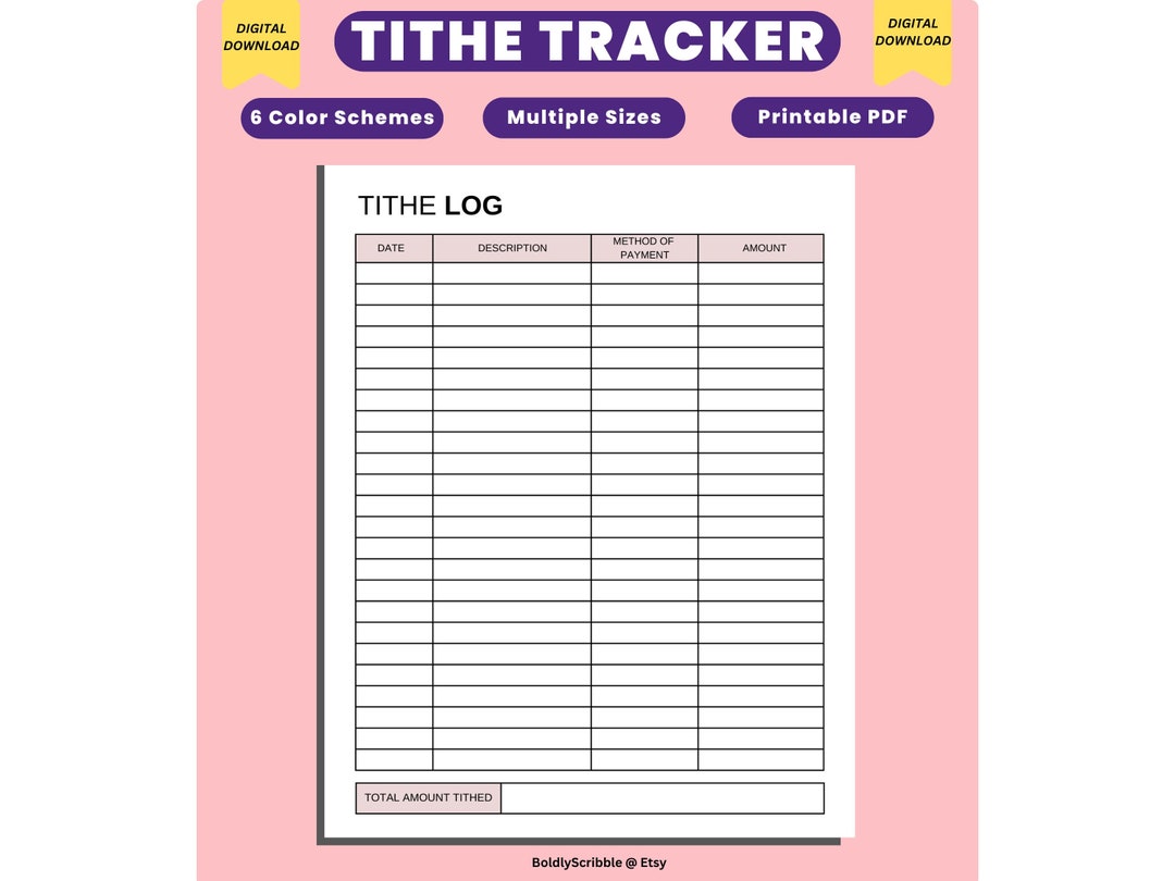 Printable Tithe Tracker Financial Donation Record Keeping - Etsy