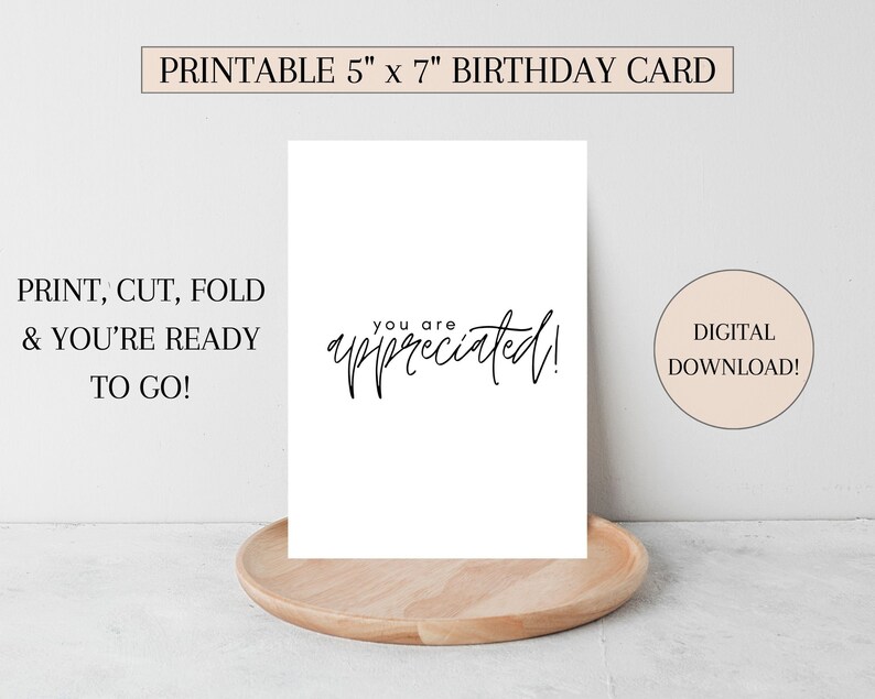 Printable Thank You Card, 5x7 Greeting Card, Digital Download ...