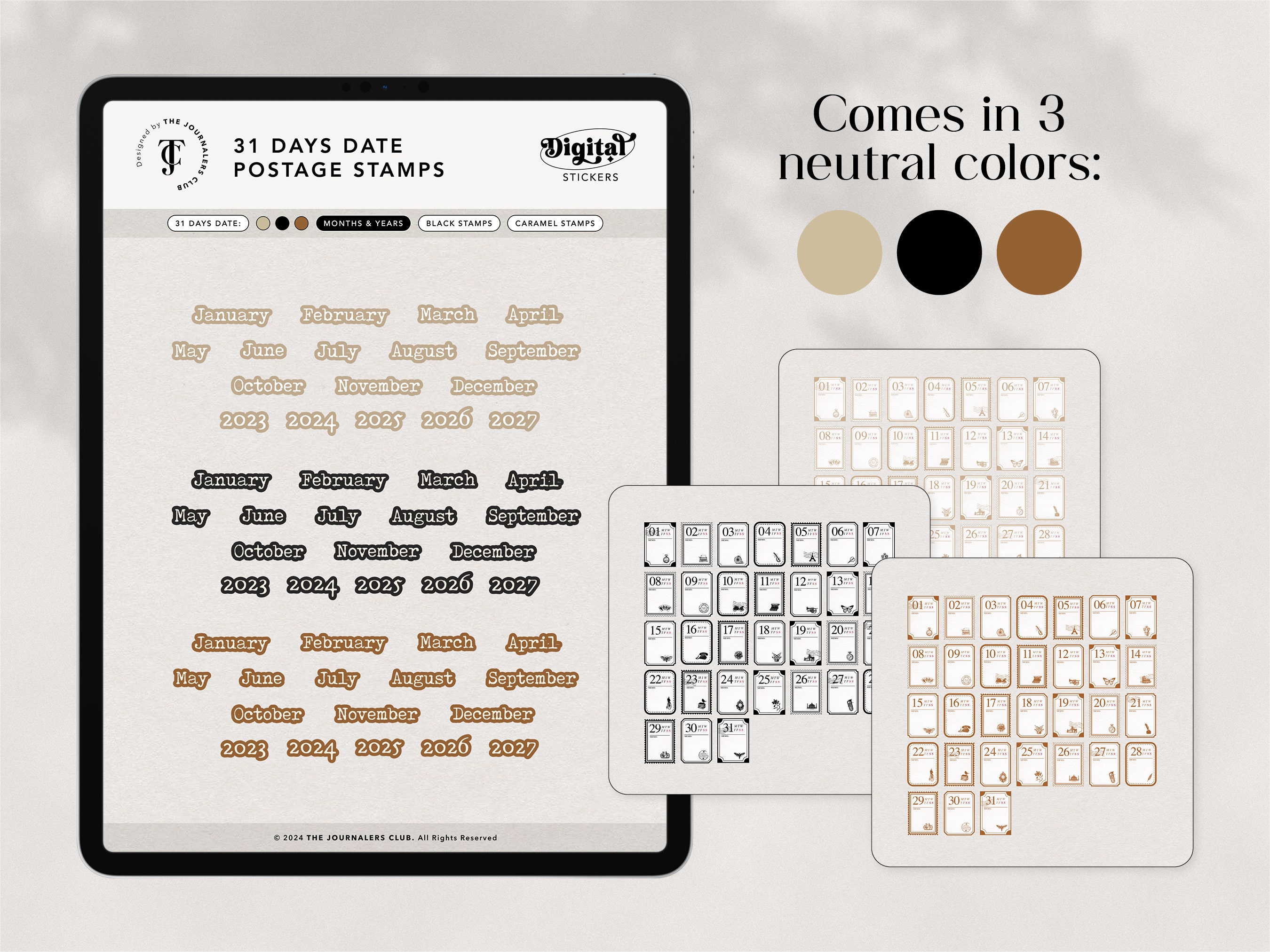 31-day Date Postage Stamps Digital Stickers for Digital Planners and ...