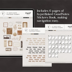31-day Date Postage Stamps Digital Stickers for Digital Planners and ...