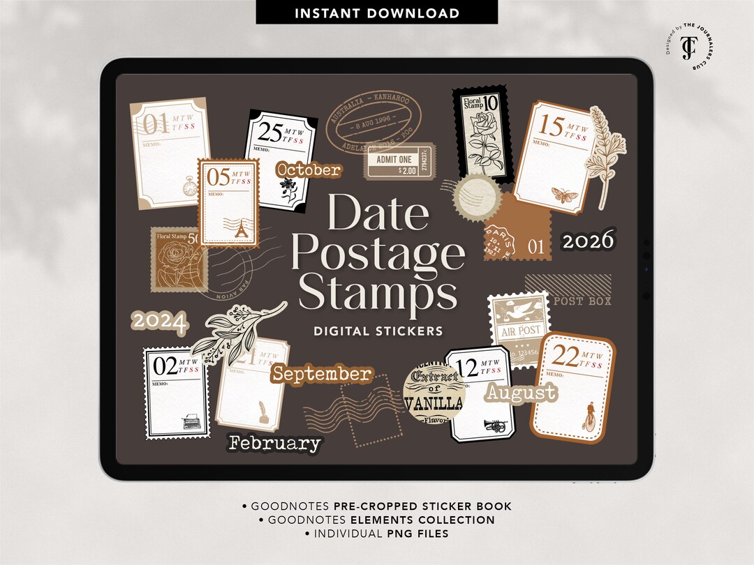 31-day Date Postage Stamps Digital Stickers for Digital Planners and ...