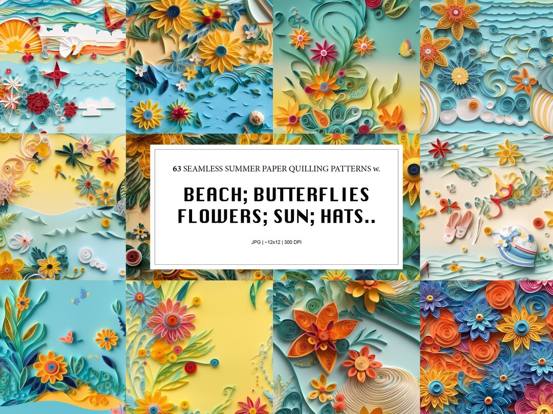 63 Seamless Summer Quilling Patterns: Beach Sun Flowers - Etsy