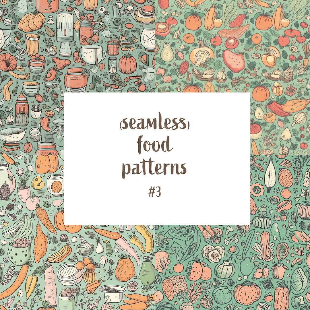 4 Food-themed Patterns seamless 3: Fruits Vegetable - Etsy