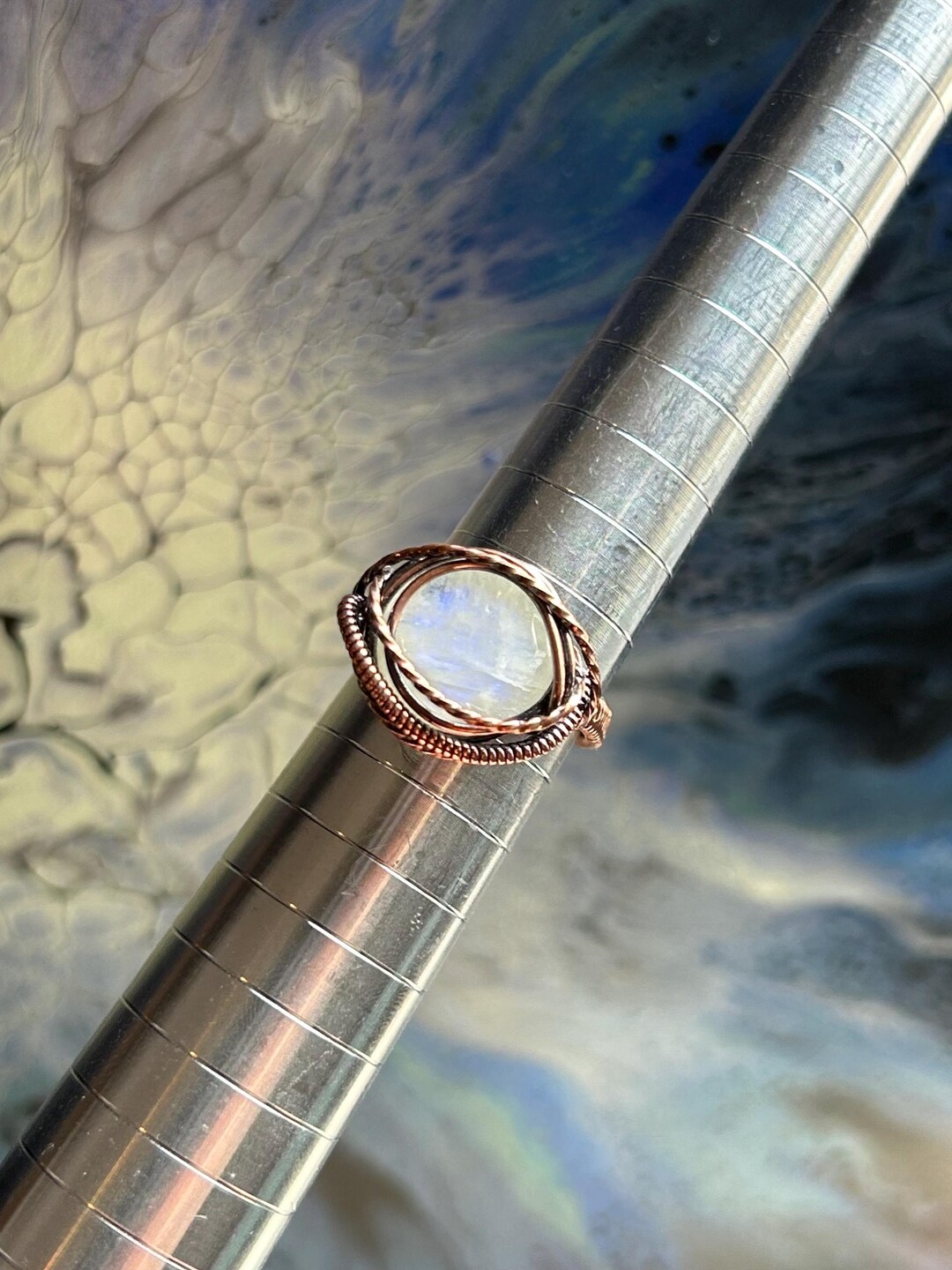 Moonstone Ring, Moonstone, Wire Wrap, Copper Jewelry, Boho Ring, Wire ...