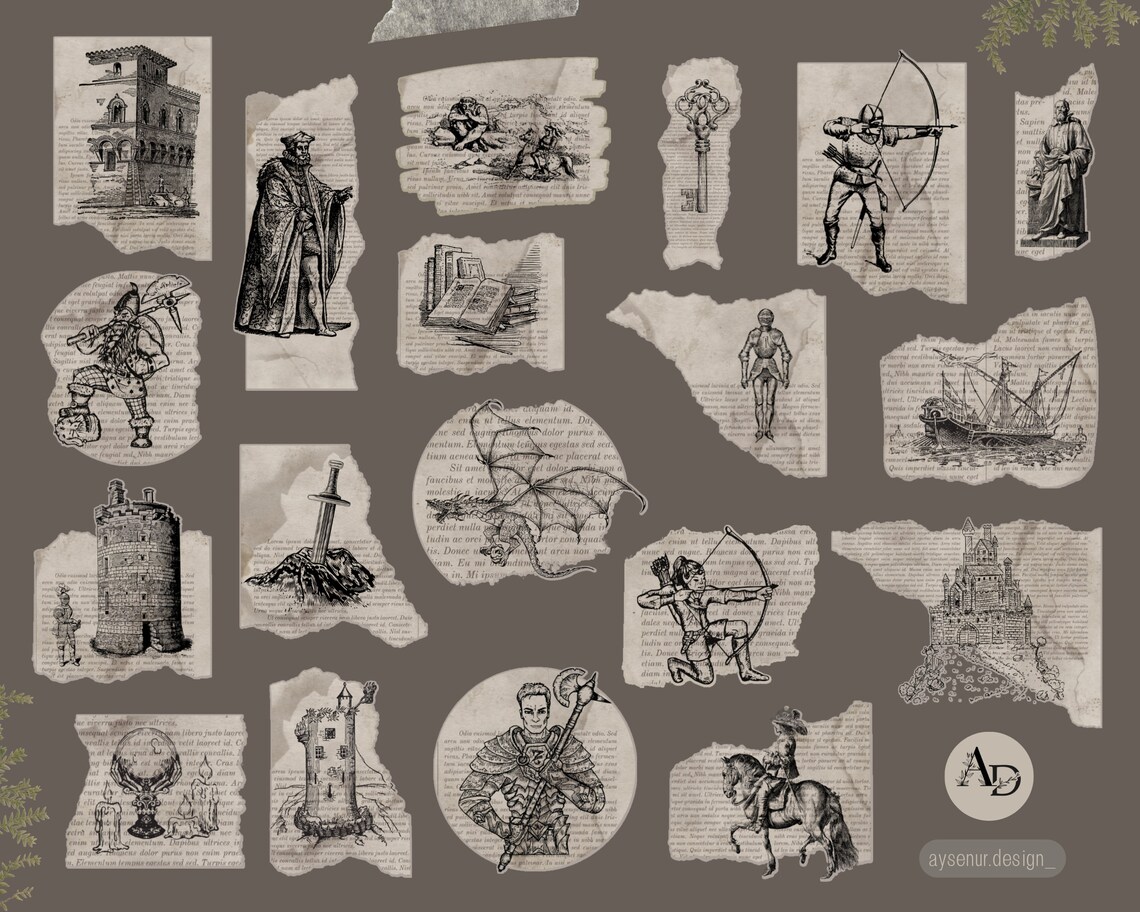 Medieval Sticker Sheet, Aesthetic Sticker Sheet, Dark Academia Stickers ...