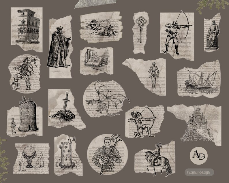 Medieval Sticker Sheet, Aesthetic Sticker Sheet, Dark Academia Stickers ...