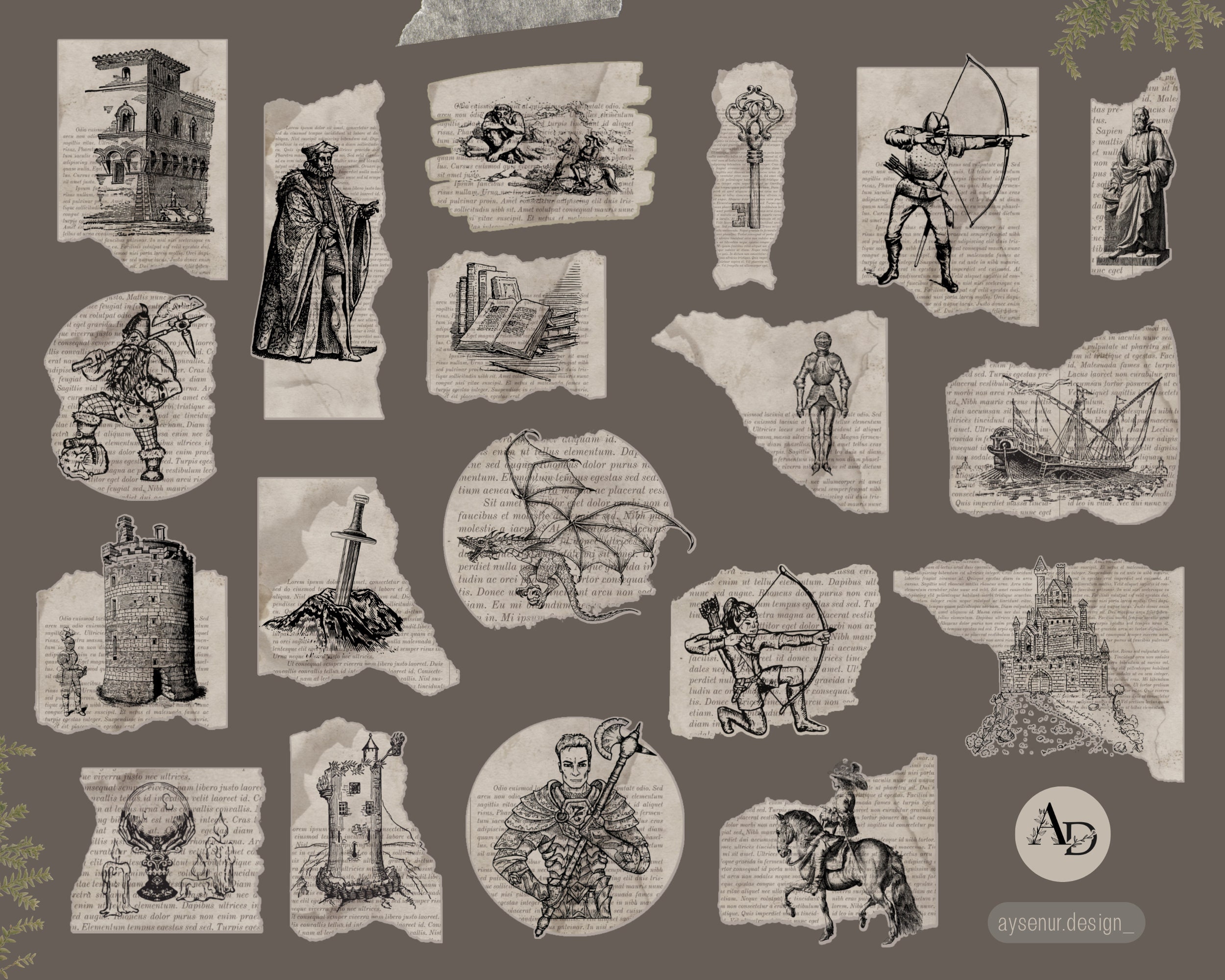 Medieval Sticker Sheet, Aesthetic Sticker Sheet, Dark Academia Stickers ...