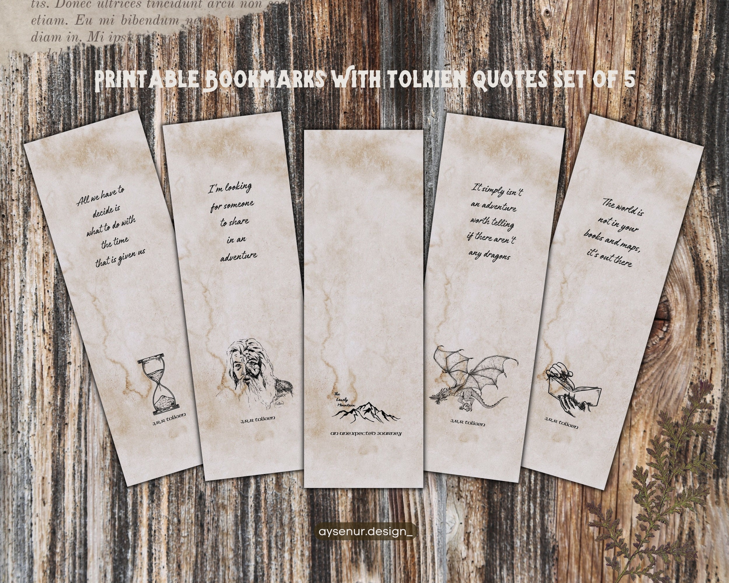 Tolkien Bookmark, Lotr Printable Bookmark, Lotr Book Quotes, Hobbit ...