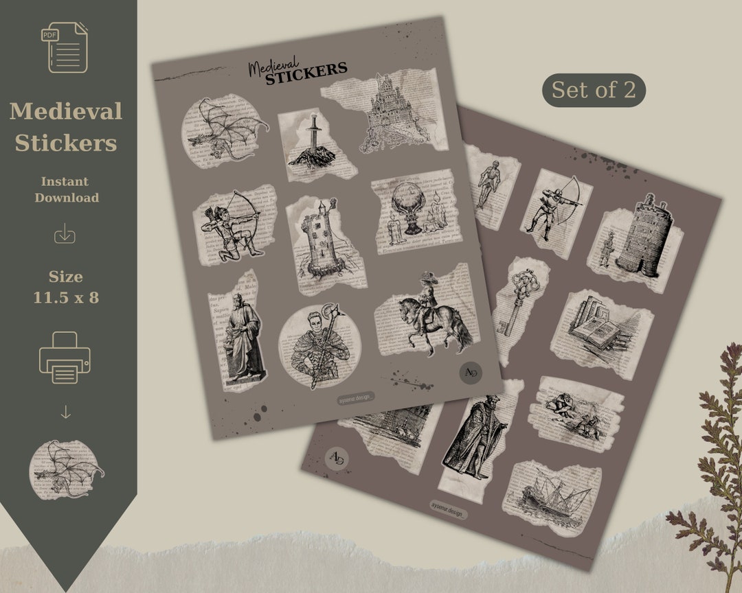 Medieval Sticker Sheet Aesthetic Sticker Sheet Dark Academia - Etsy