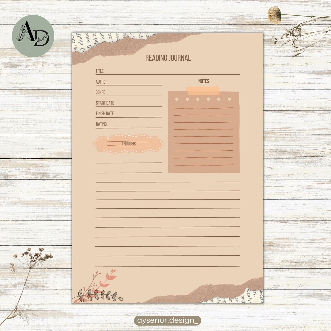 Printable Book Review Template Book Reader Inserts Tbr List Minimal ...
