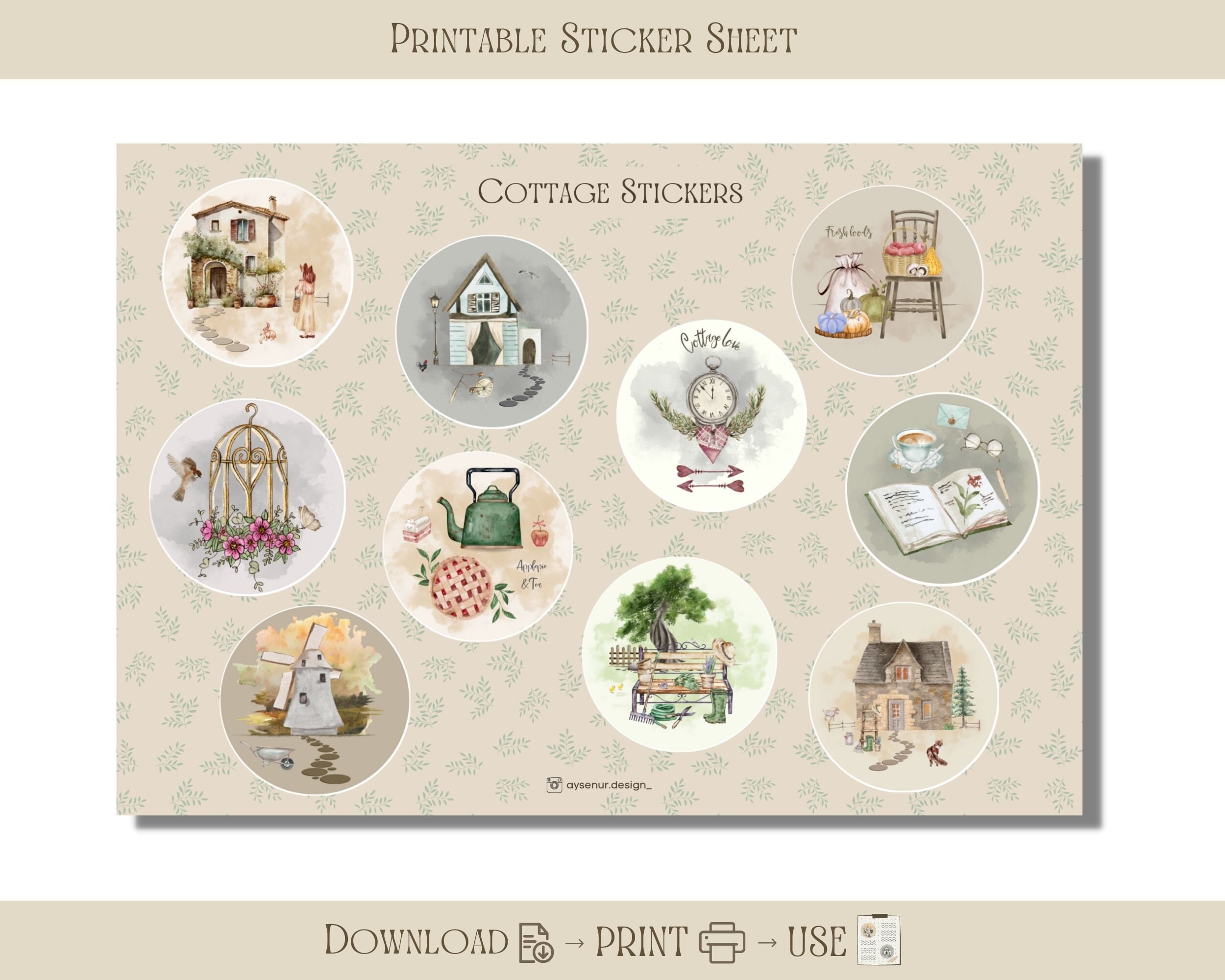Cottage Life Stickers, Fantasy Village Stickers, Printable Sticker ...