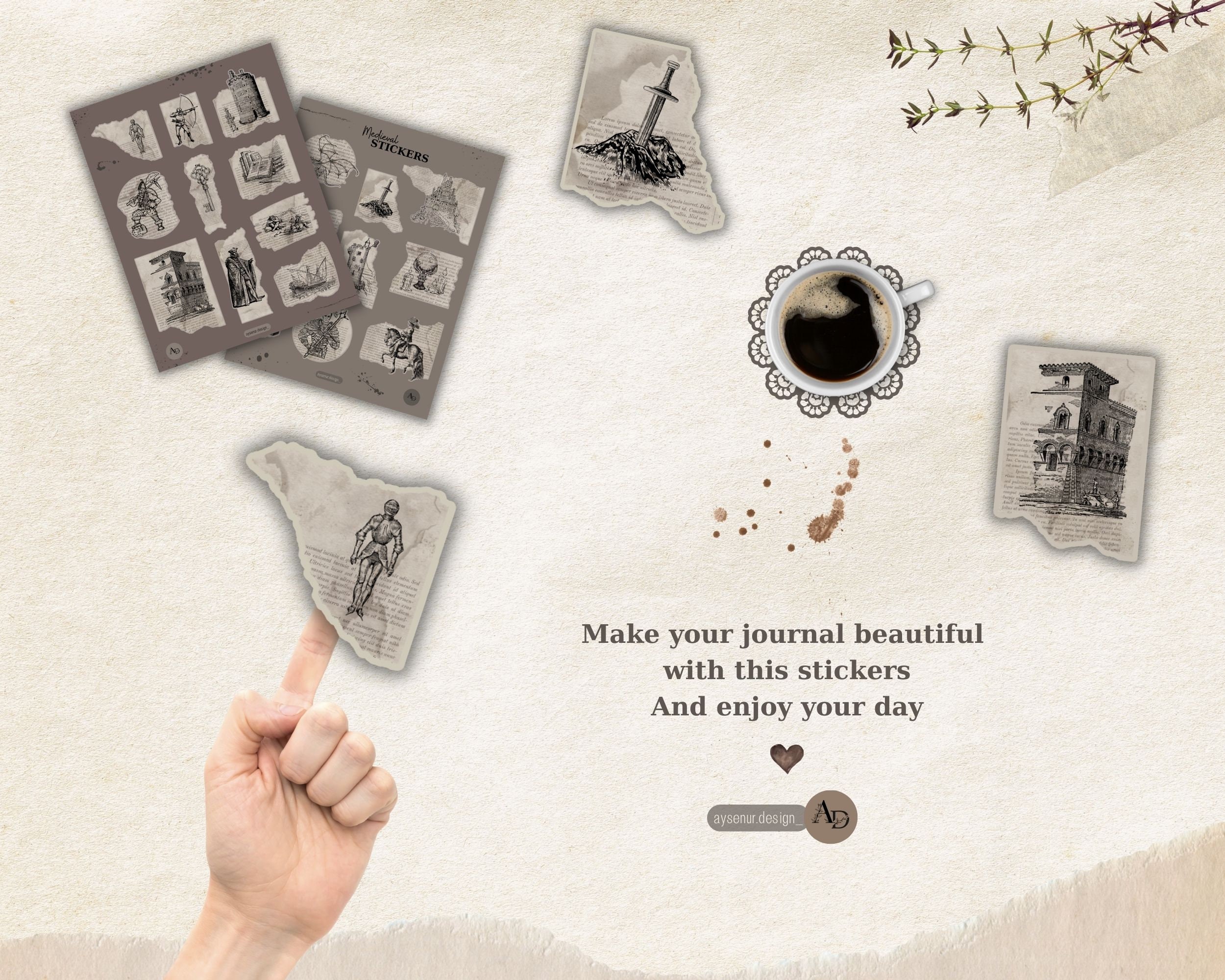 Medieval Sticker Sheet, Aesthetic Sticker Sheet, Dark Academia Stickers ...