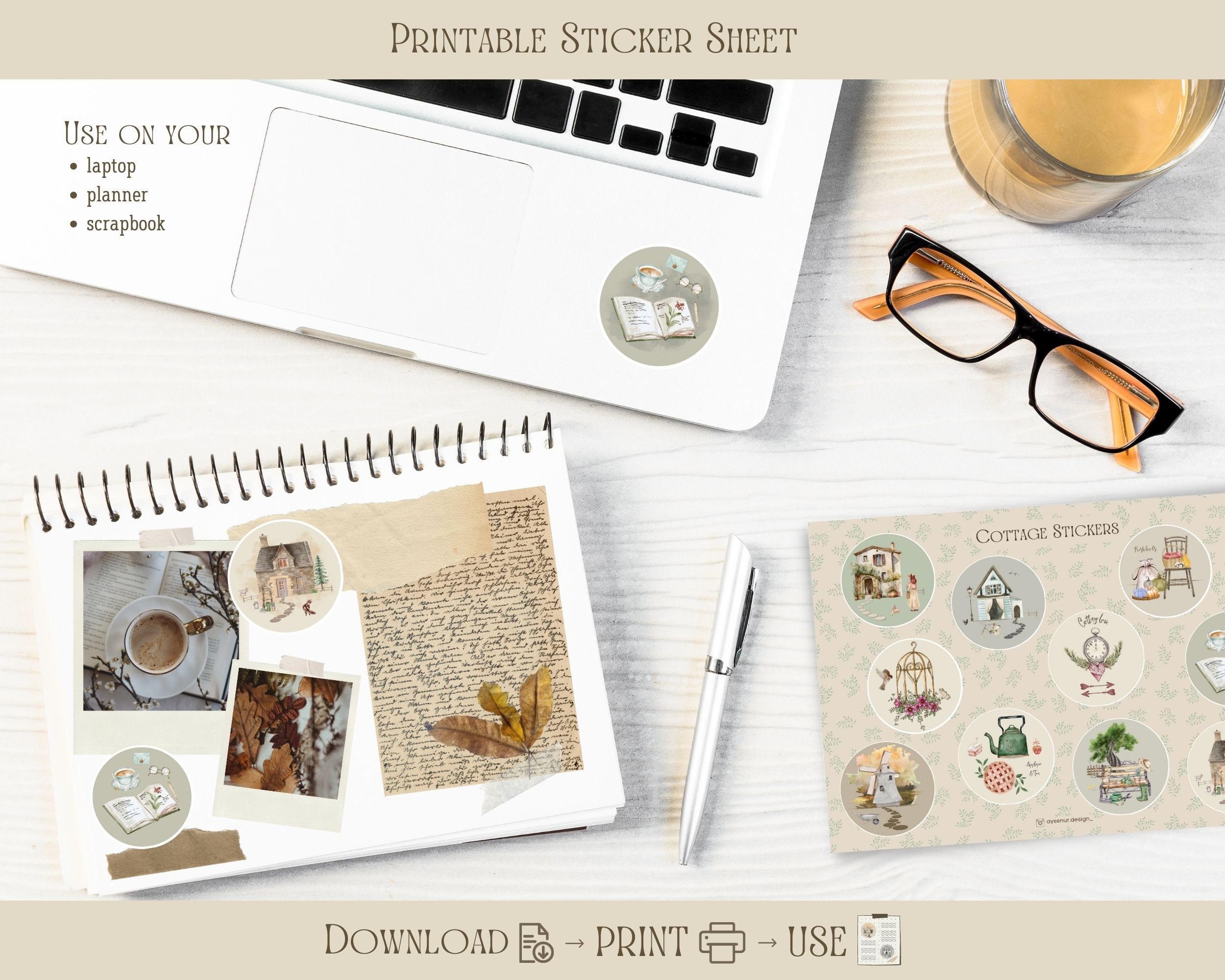 Cottage Life Stickers, Fantasy Village Stickers, Printable Sticker ...