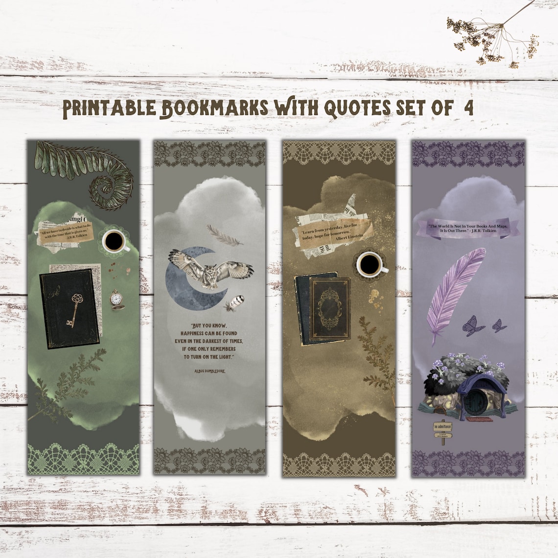 Printable Bookmarks With Quotes Printable Bookmark Set - Etsy