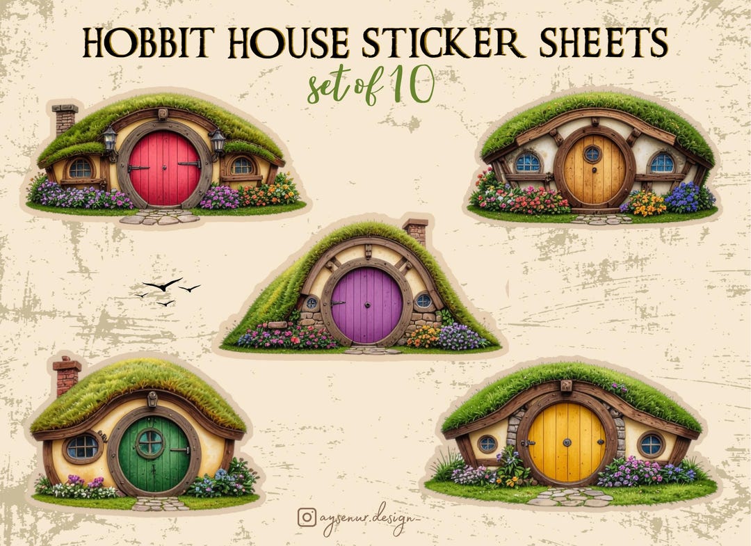 Hobbit House Sticker Set – Cottagecore Fantasy Stickers for Journals ...