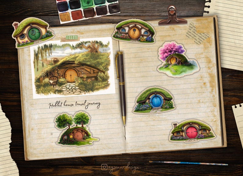 Hobbit House Sticker Set – Cottagecore Fantasy Stickers for Journals ...