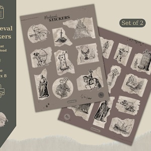 Medieval Sticker Sheet, Aesthetic Sticker Sheet, Dark Academia Stickers ...