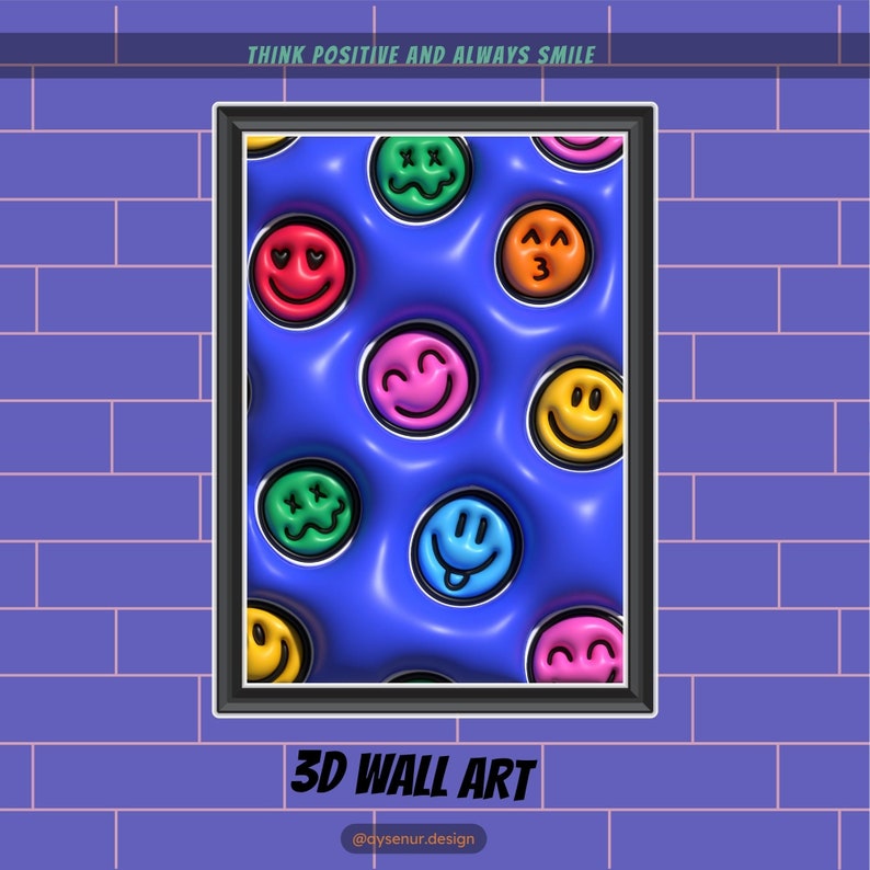 3D Emojis Wall Print: Funny Retro Decor (digital Download) - Etsy UK