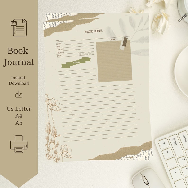 Printable Book Review Template Book Reader Inserts Tbr List Minimal Aesthetic A4 and Letter Size ...