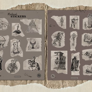 Medieval Sticker Sheet, Aesthetic Sticker Sheet, Dark Academia Stickers ...