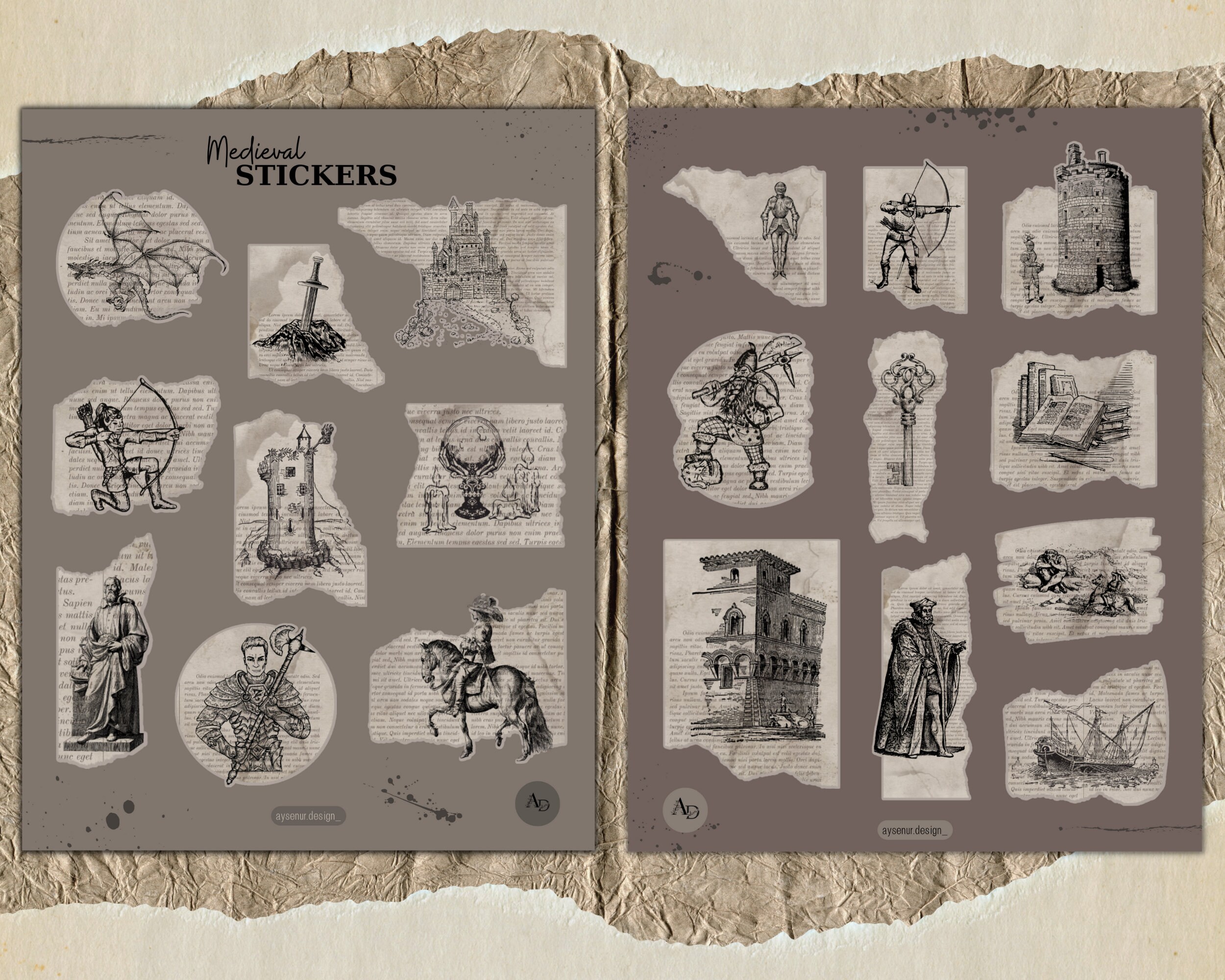 Medieval Sticker Sheet, Aesthetic Sticker Sheet, Dark Academia Stickers ...