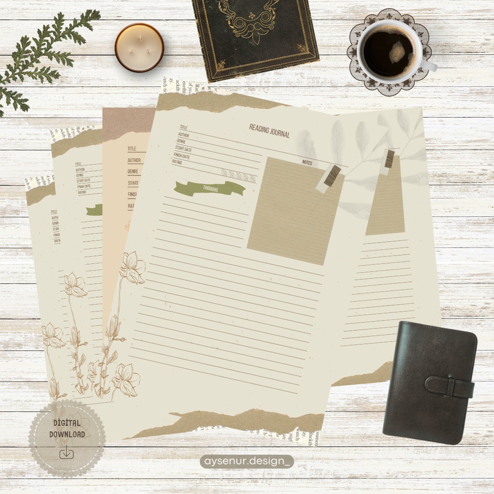 Printable Book Review Template Book Reader Inserts Tbr List Minimal ...