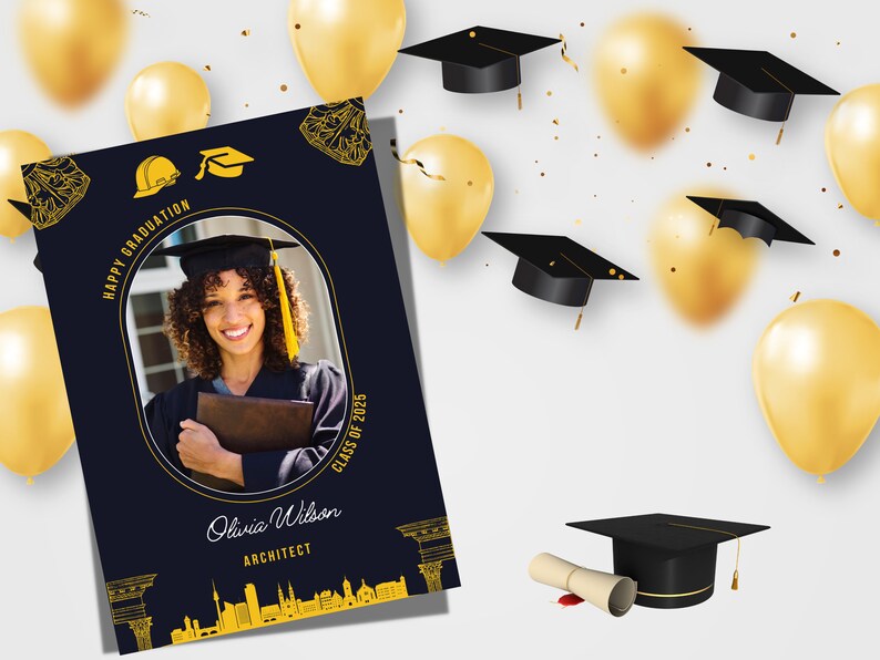 Architect Graduation Card | Elegant Graduation Canva Design | Editable ...