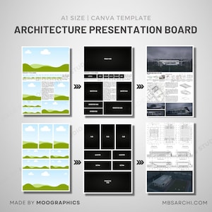 A1 Architecture Presentation Board Templates: Canva Layouts (digital ...