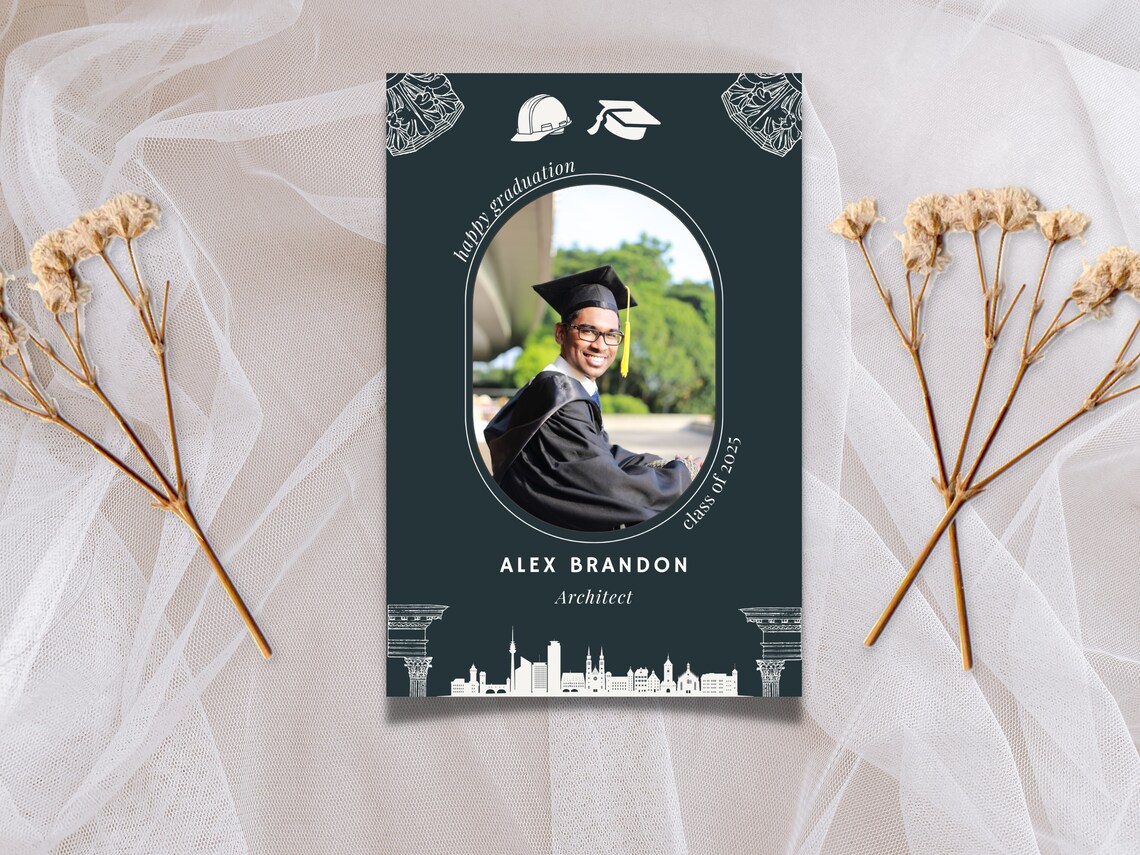 Architect Graduation Card | Elegant Graduation Canva Design | Editable ...