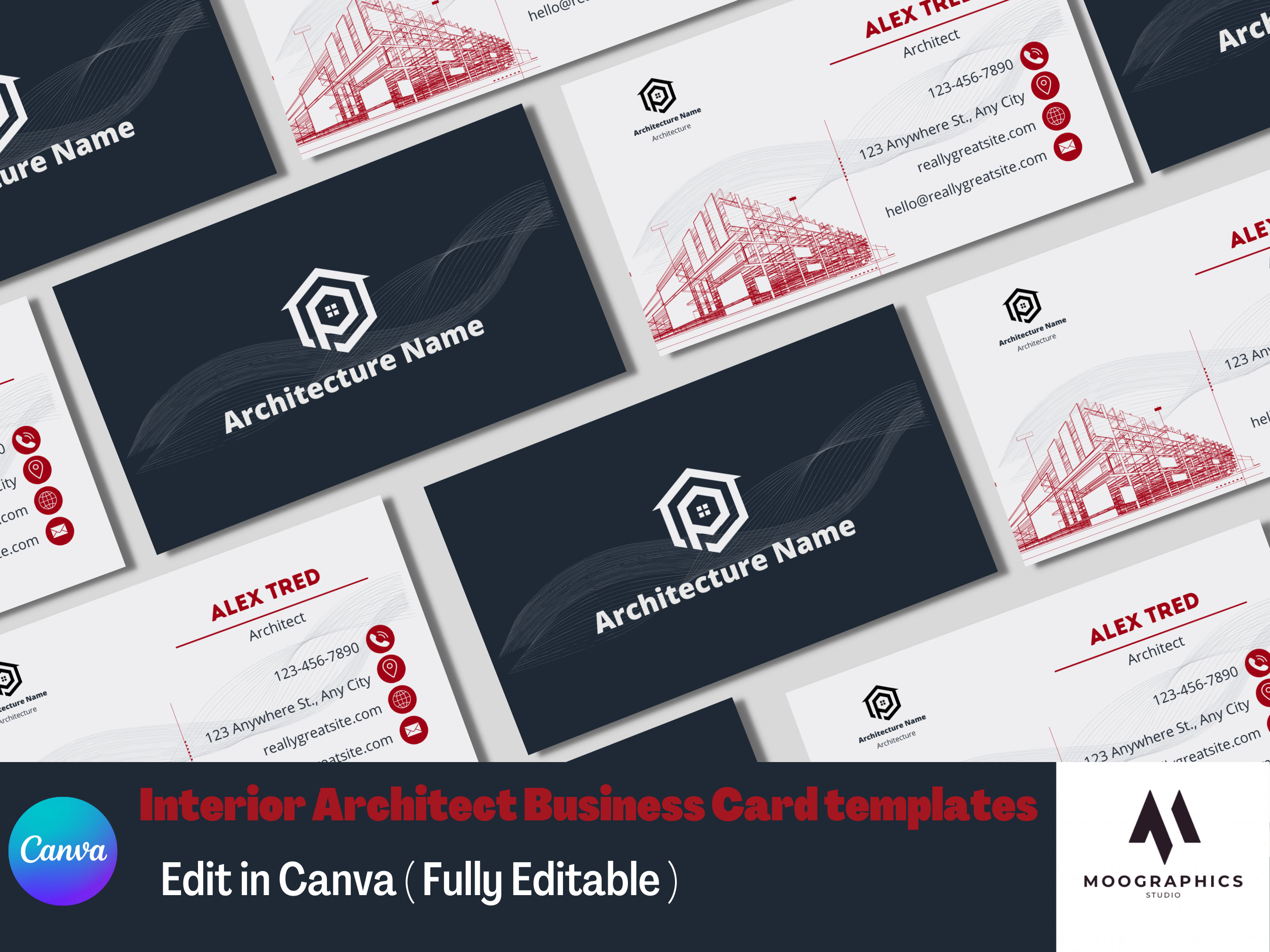 Architect Business Card Template , Canva Editable Business Card ...