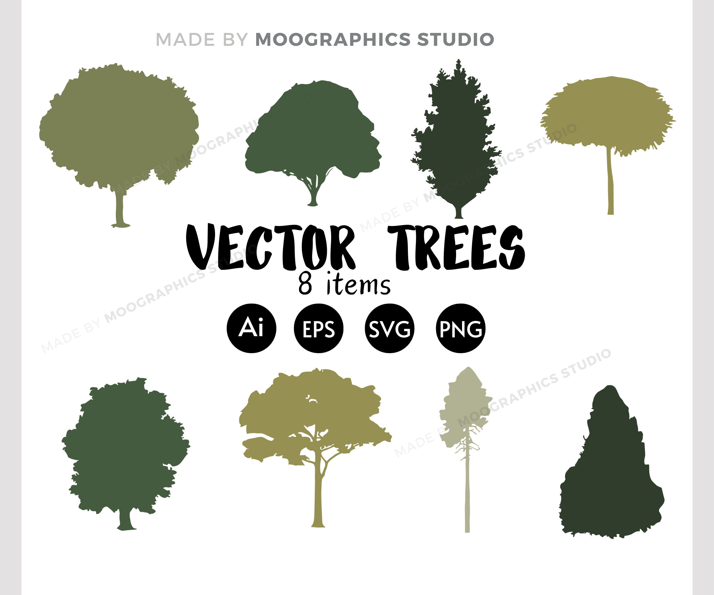 Architectural Vector Trees Bundle – Digital Cutout Collection for ...