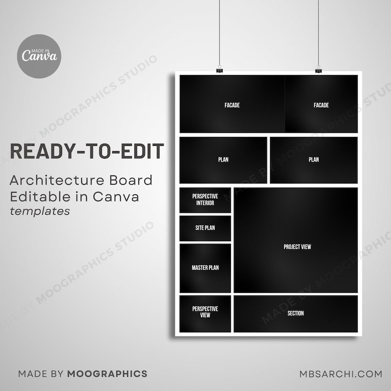 A1 Architecture Presentation Board Template: Editable Canva Layout ...