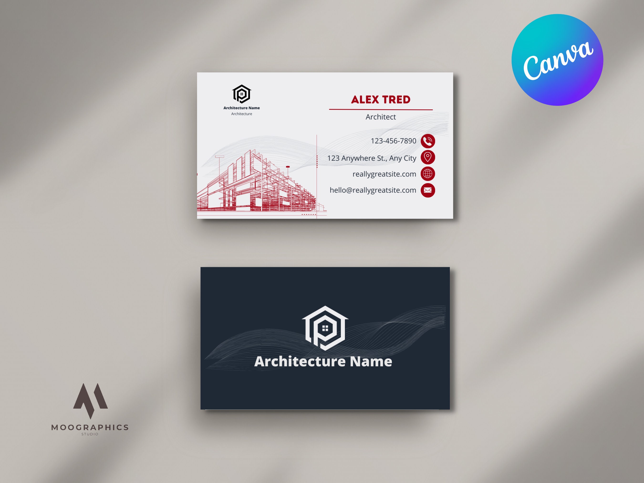 Architect Business Card Template , Canva Editable Business Card ...