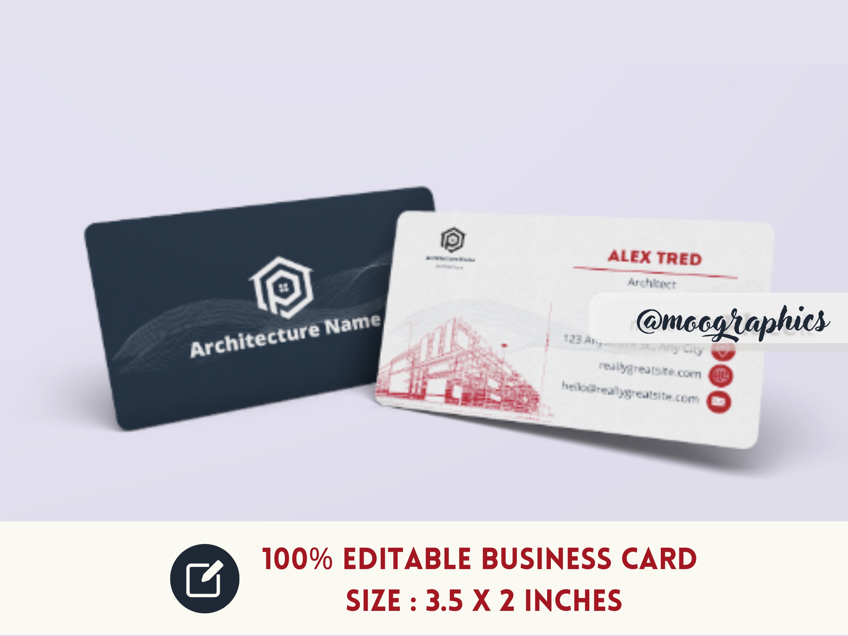 Architect Business Card Template , Canva Editable Business Card ...