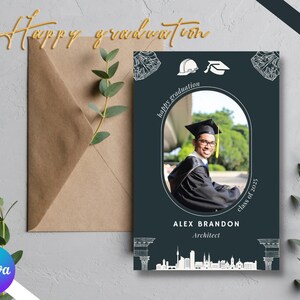 Architect Graduation Card | Elegant Graduation Canva Design | Editable ...